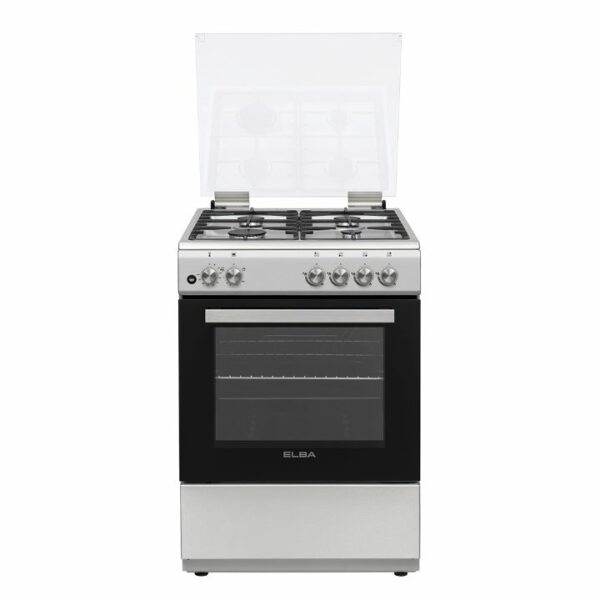 ELBA ESSENTIAL 60CM 4 BURNER COOKER WITH GAS OVEN -STAINLESS STEEL - Totai
